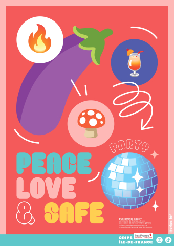 Peace, love and safe - Affiche Crips Île-de-France